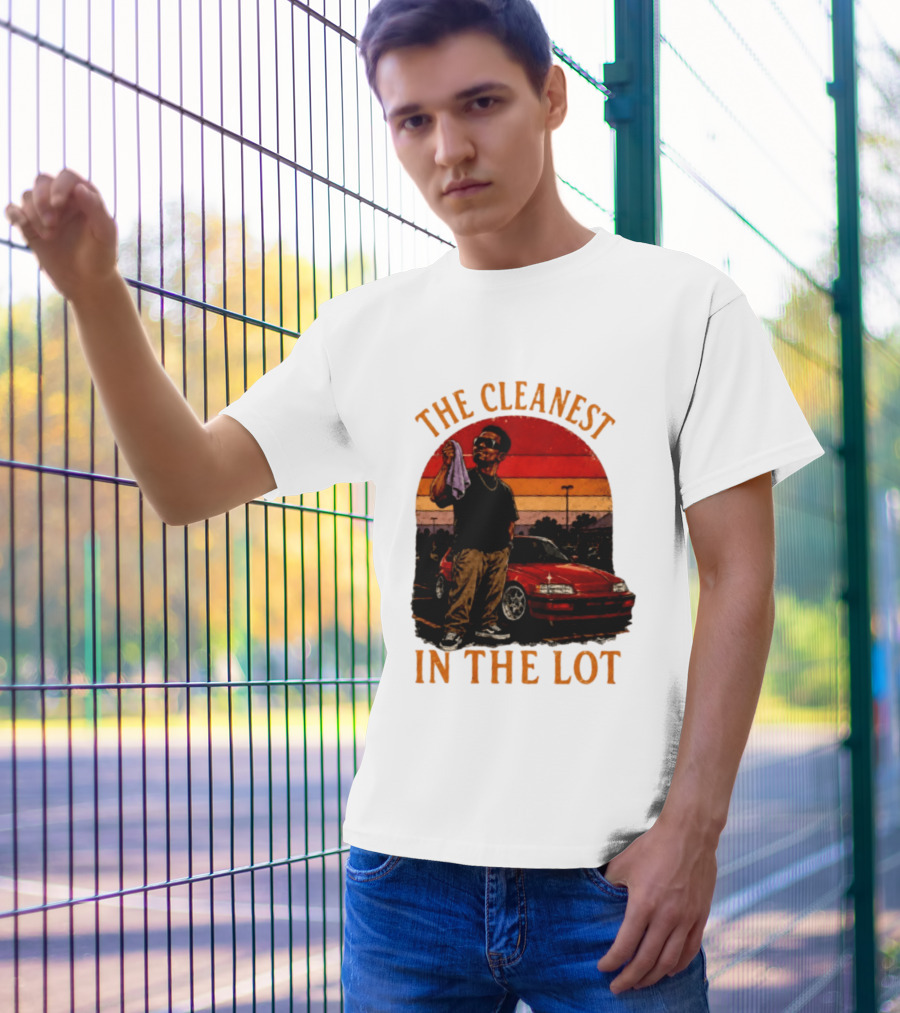 The Cleanest In The Lot Retro Car Enthusiast Sunset Scene T-Shirt