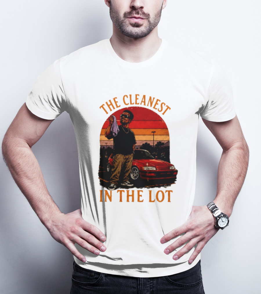 The Cleanest In The Lot Retro Car Enthusiast Sunset Scene T-Shirt