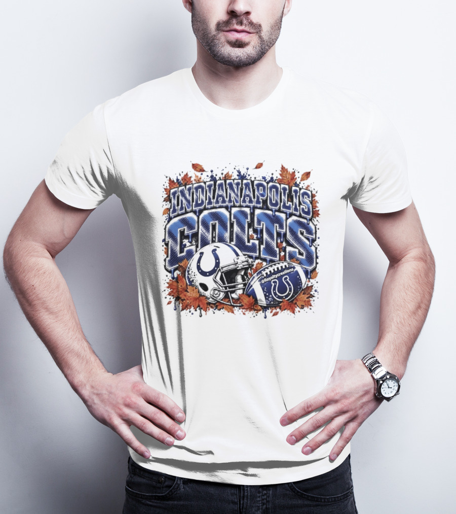 Indianapolis Colts Football Helmet Autumn Leaves 2026 T-Shirt