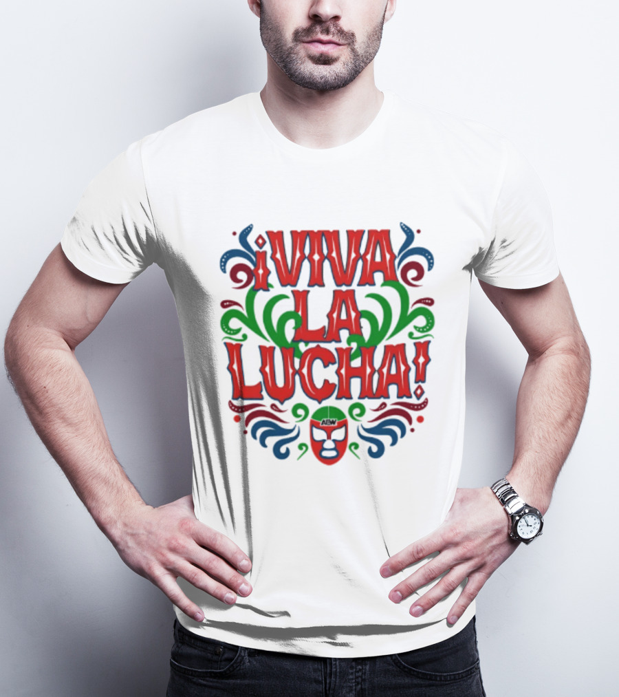 Viva La Lucha Mask Design With Colorful Swirls And Exclamation Marks T-Shirt