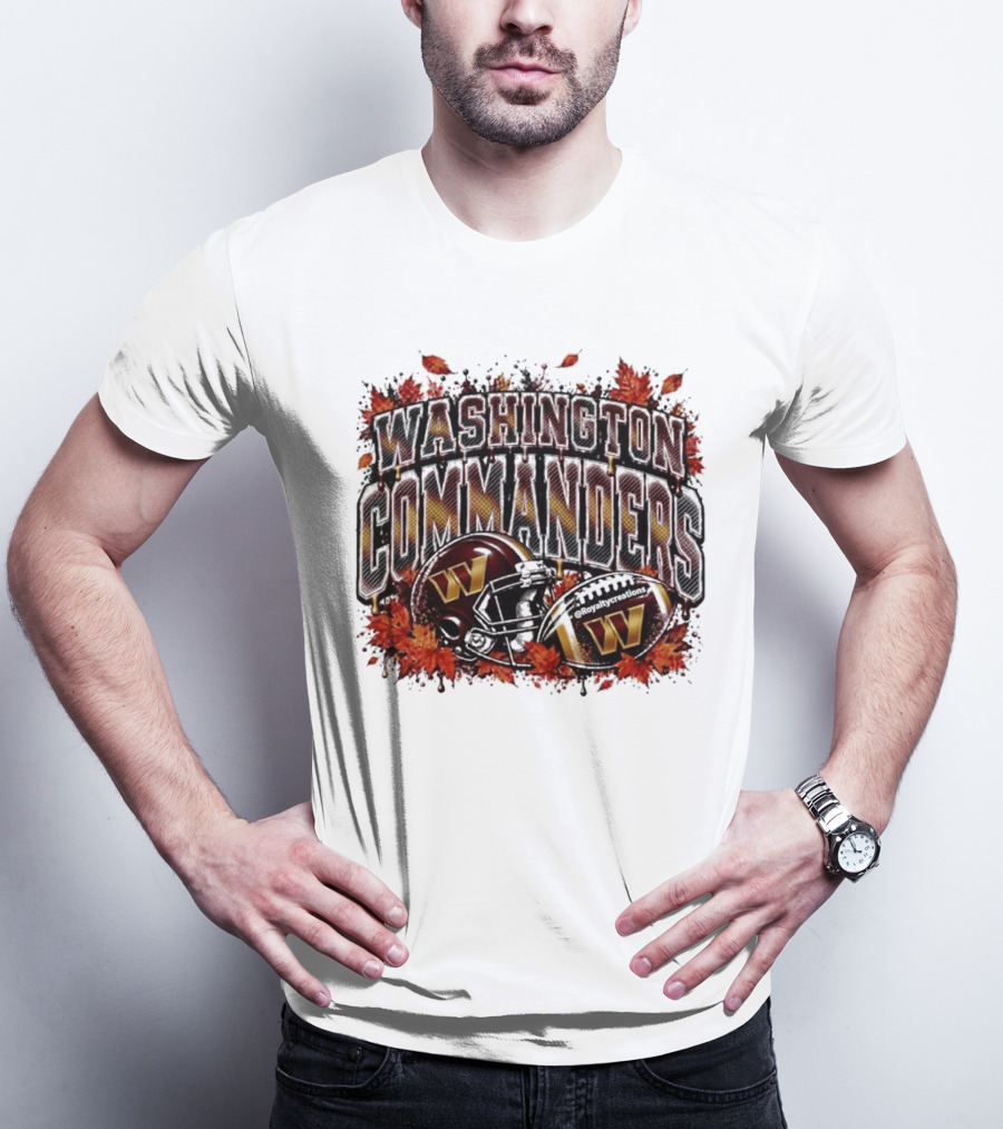 Washington Commanders Football Helmet Autumn Leaves 2026 T-Shirt