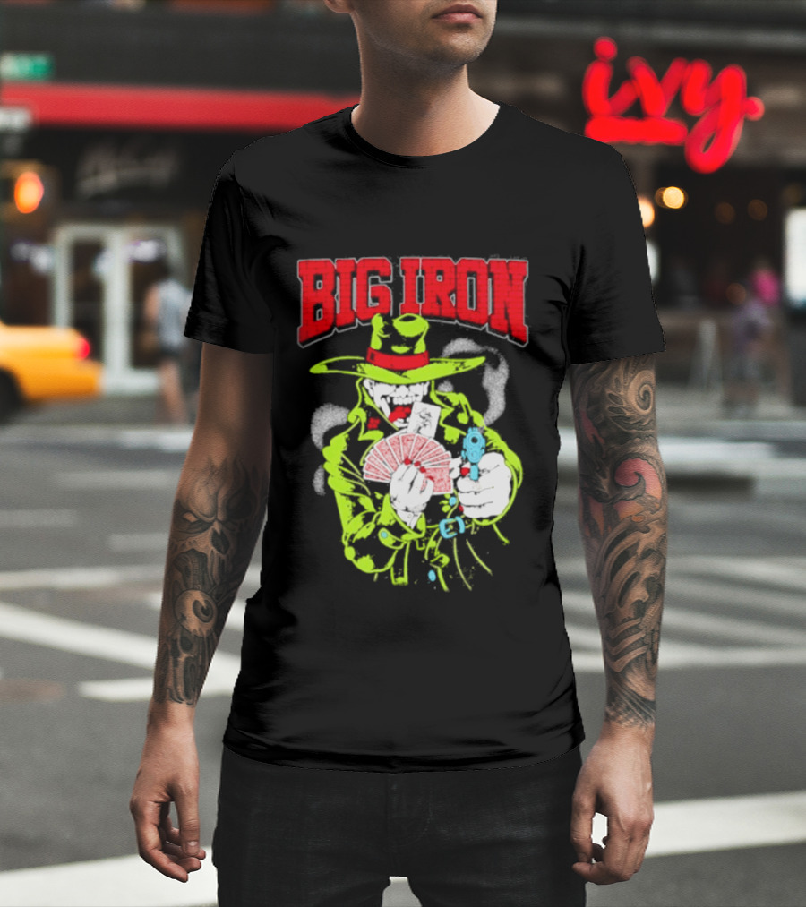 Big Iron Joker Cowboy Western Playing Cards T-Shirt