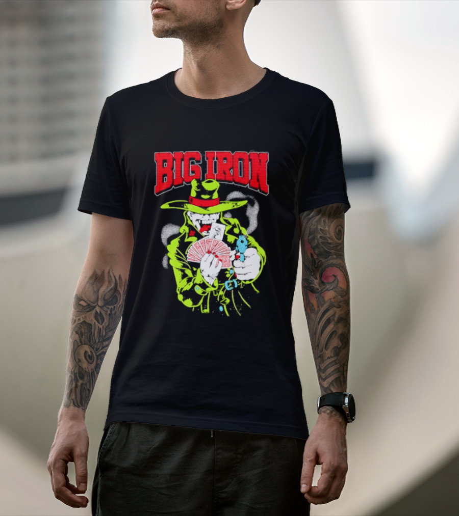 Big Iron Joker Cowboy Western Playing Cards T-Shirt