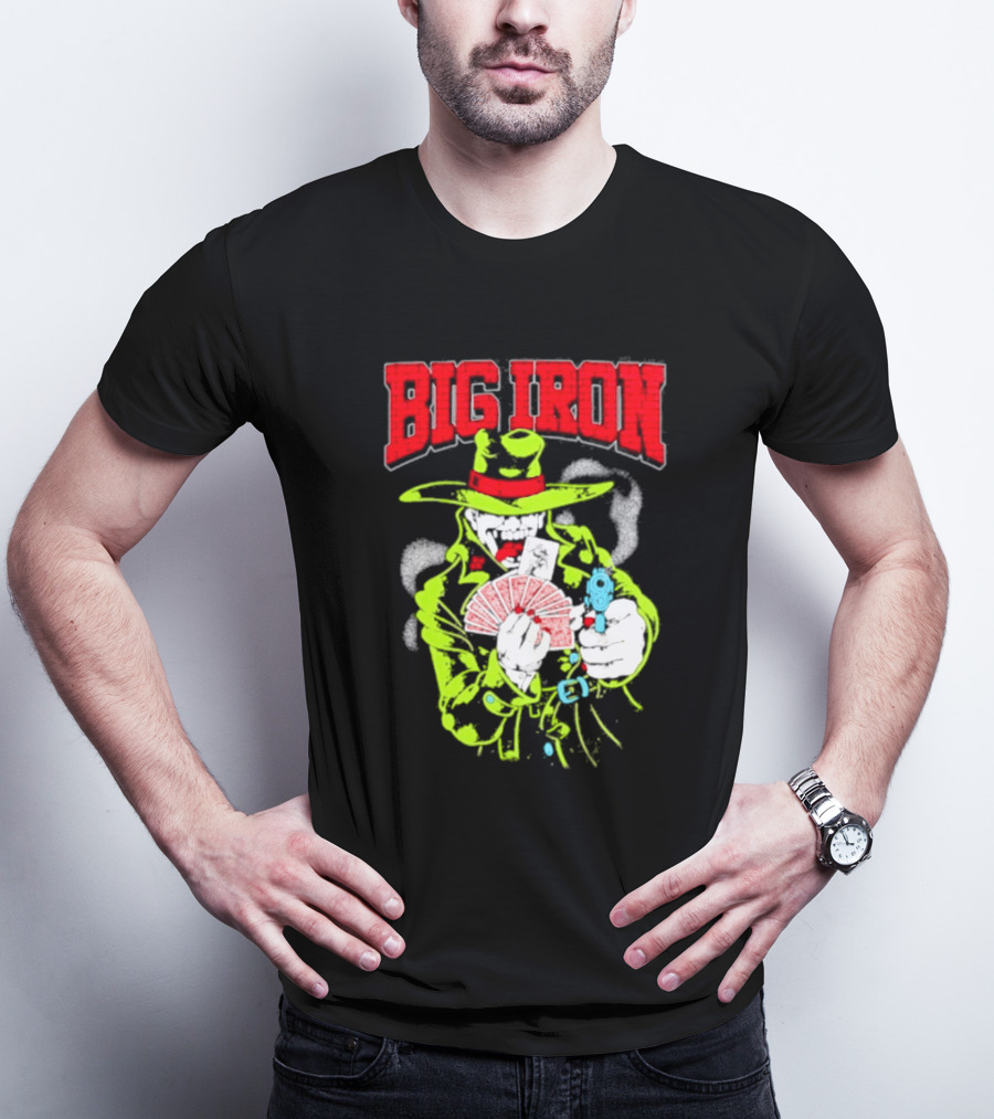 Big Iron Joker Cowboy Western Playing Cards T-Shirt