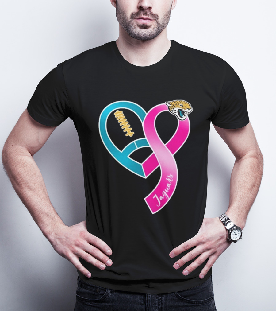 Jacksonville Jaguars Breast Cancer Awareness Heart Ribbon 2026 T-Shirt