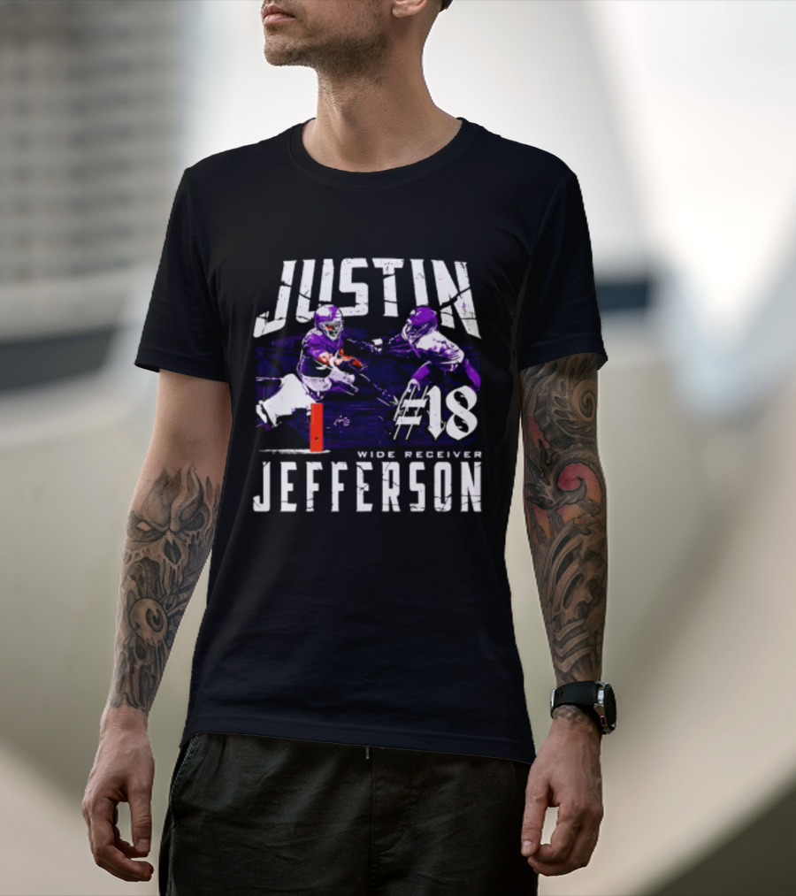 Justin Jefferson Minnesota Vikings Wide Receiver #18 Touchdown Dive T-Shirt