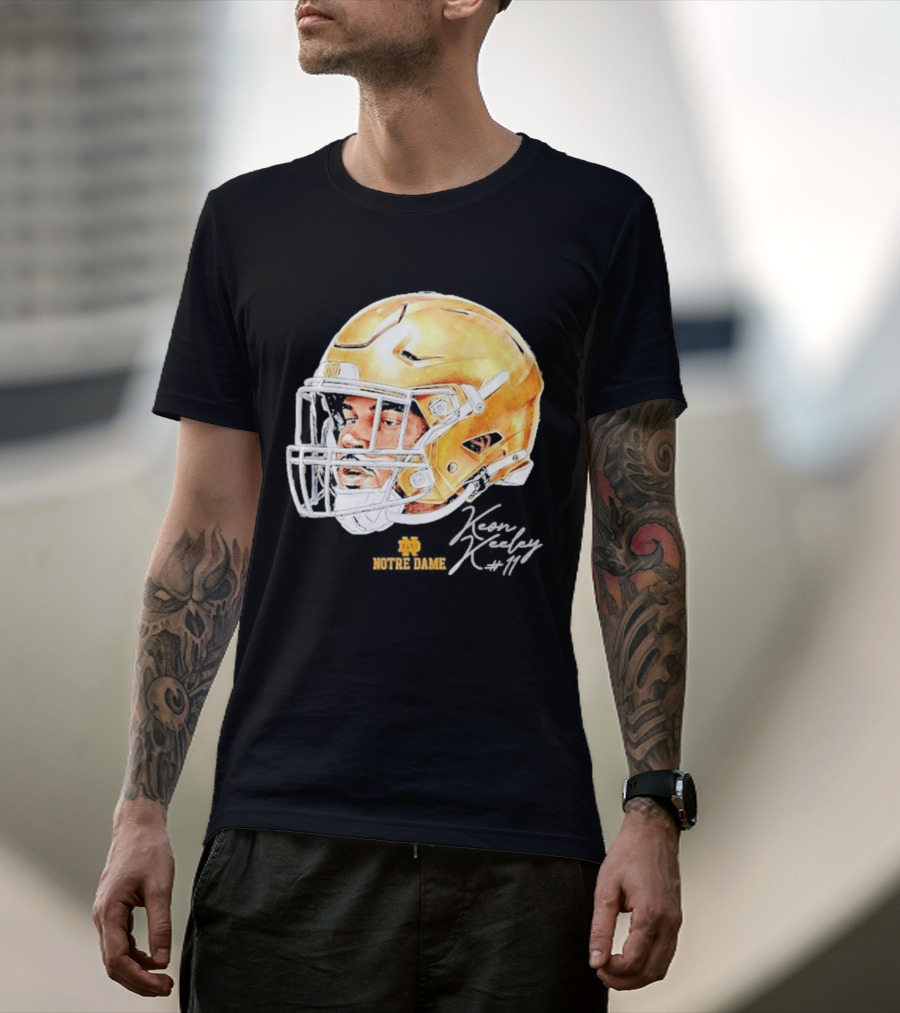 Keon Keeley 11 Notre Dame Football Helmet Swag T-Shirt