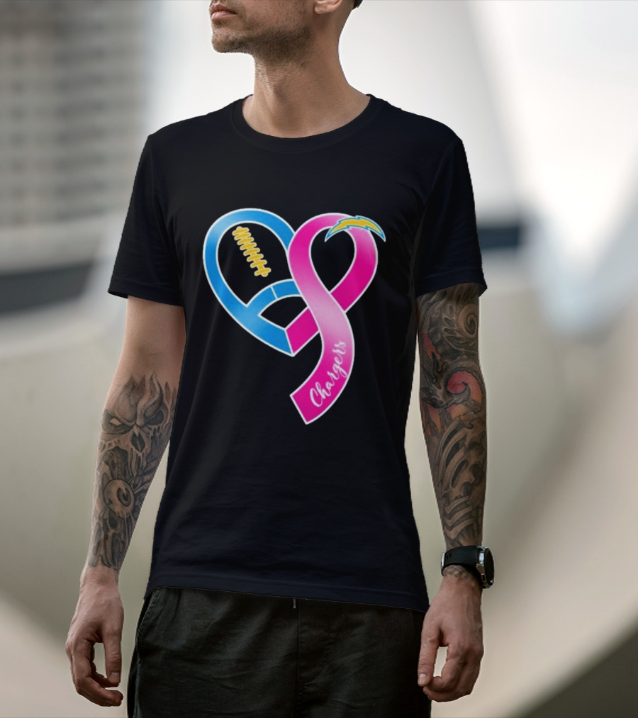 Los Angeles Chargers Breast Cancer Awareness Heart Ribbon 2026 T-Shirt