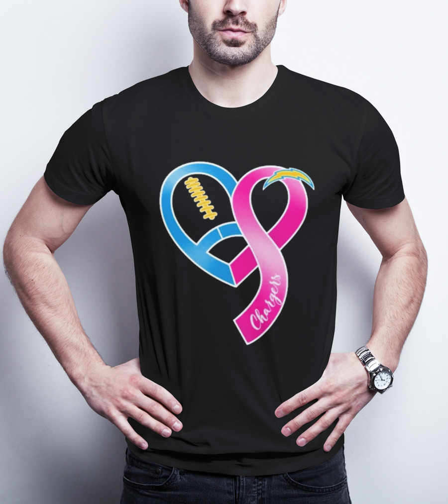Los Angeles Chargers Breast Cancer Awareness Heart Ribbon 2026 T-Shirt