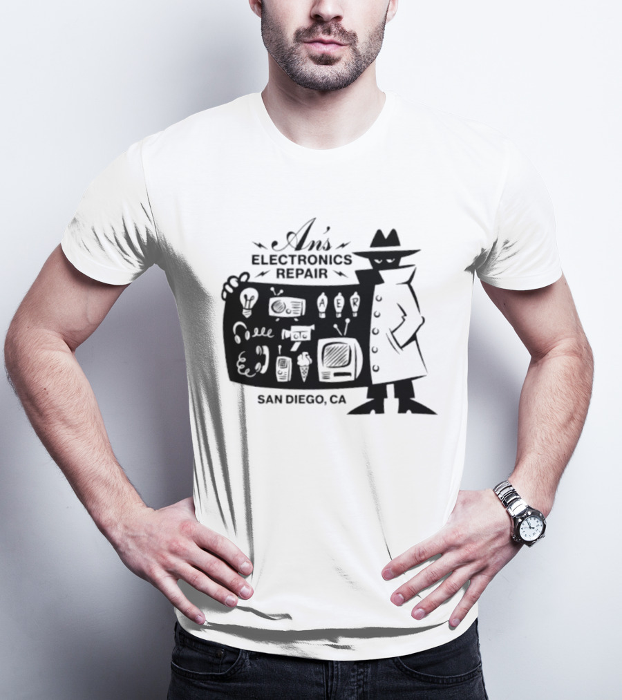 An's Electronics Repair Spy Trench Coat San Diego CA T-Shirt