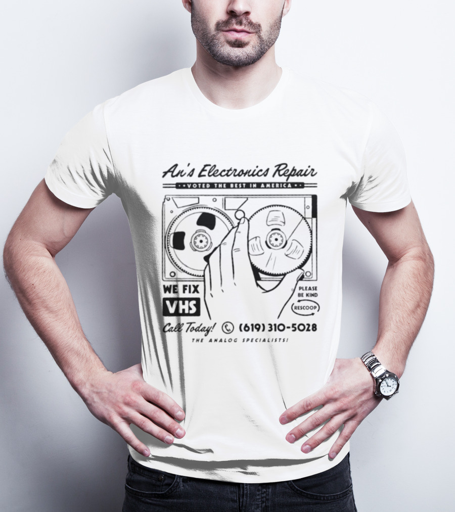 An's Electronics Repair We Fix VHS Call Today 619 310 5028 The Analog Specialists T-Shirt