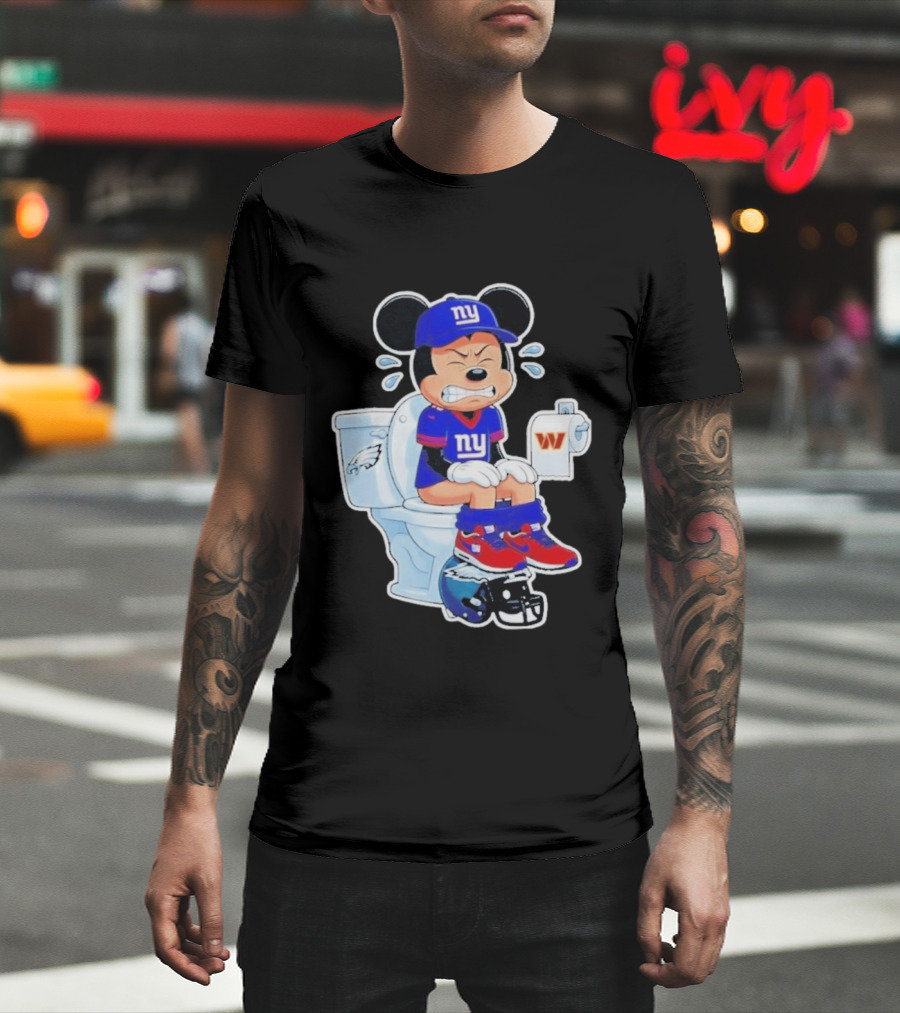 Mickey New York Giants Toilet Eagles Commanders Football Helmet T-Shirt