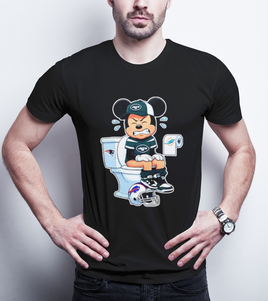 Mickey Jets Toilet Frustration Patriots Dolphins Bills Rivalry T-Shirt