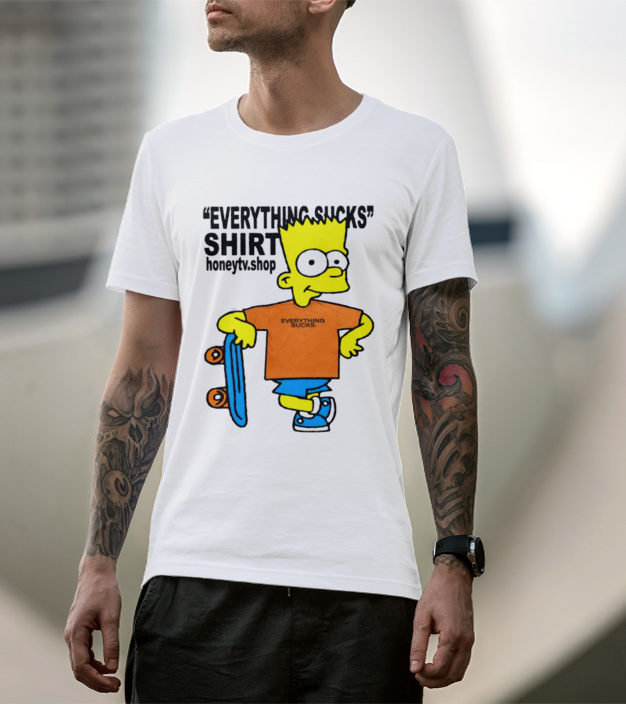 Bart Simpson Everything Sucks Skateboard Homage The Simpsons T-Shirt