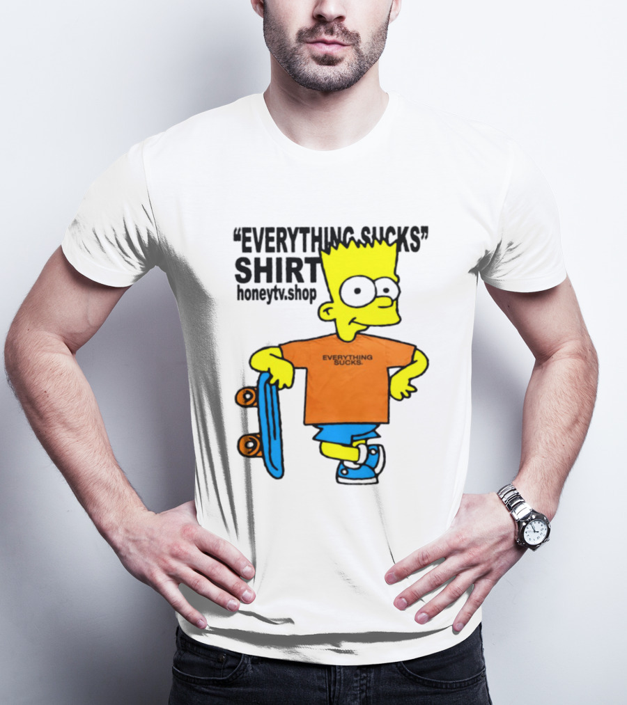 Bart Simpson Everything Sucks Skateboard Homage The Simpsons T-Shirt