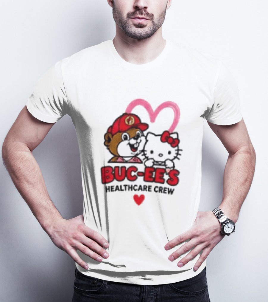 Buc Ee's Hello Kitty Caring Hearts Healthcare Crew T-Shirt