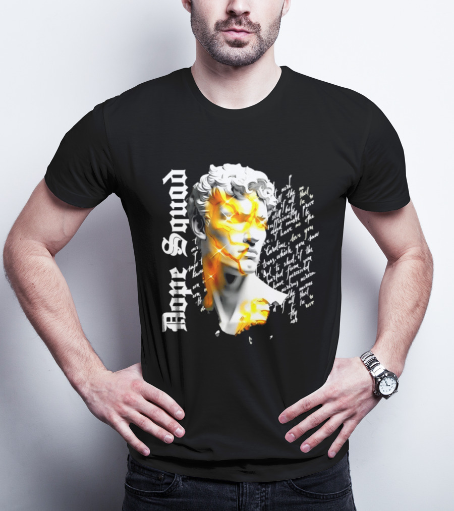 Dope Squad Greek Statue Golden Cracks Text Overlay T-Shirt