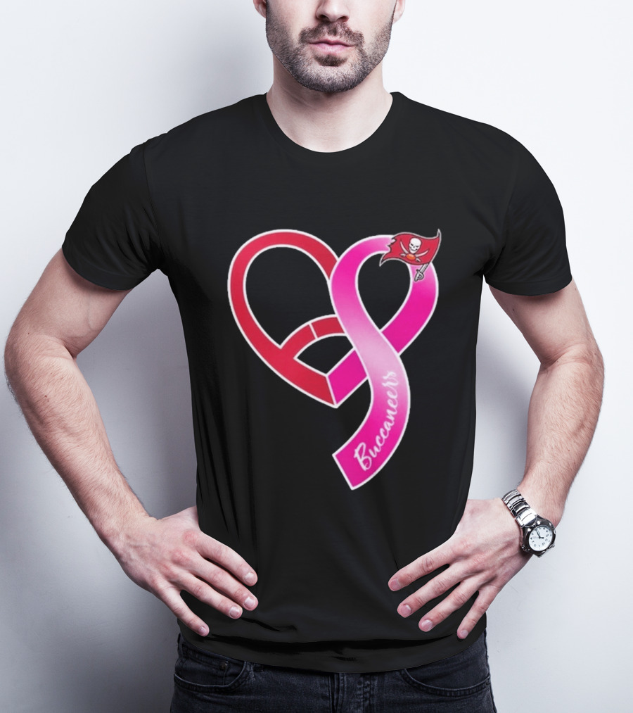 Tampa Bay Buccaneers Heart Ribbon Breast Cancer Awareness 2026 Flag T-Shirt