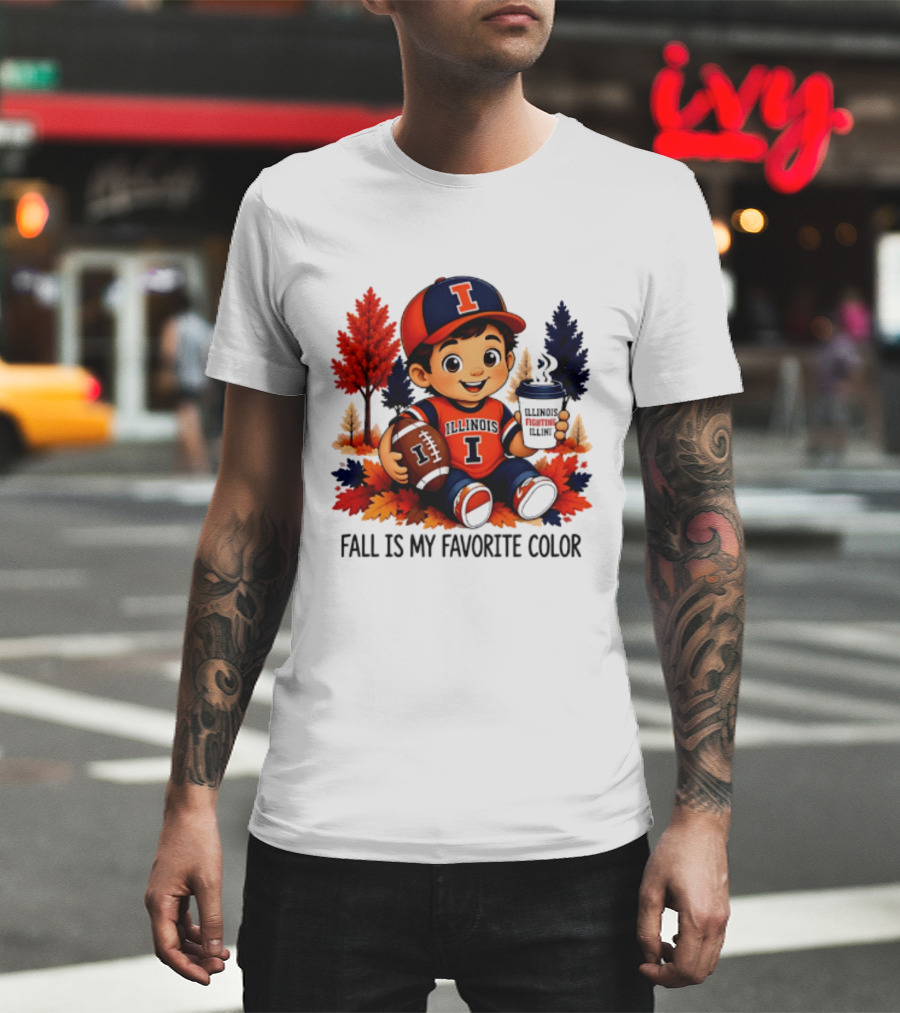 Illinois Fighting Illini Fall Is My Favorite Color Football Kid T-Shirt
