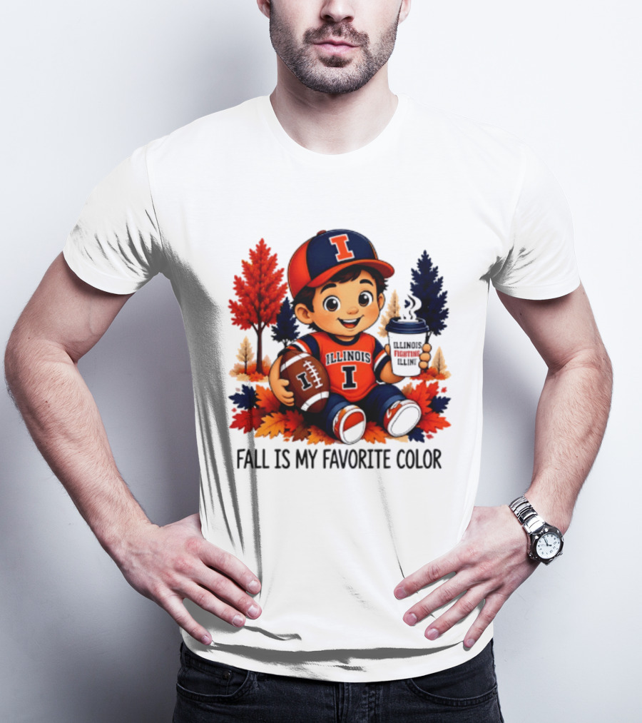 Illinois Fighting Illini Fall Is My Favorite Color Football Kid T-Shirt