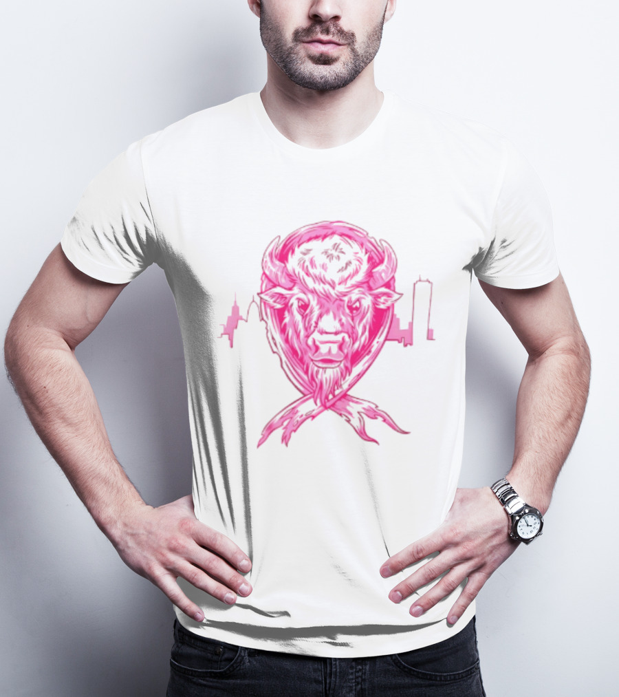 Making Strides 2026 Buffalo Mafia Pink Ribbon Skyline T-Shirt
