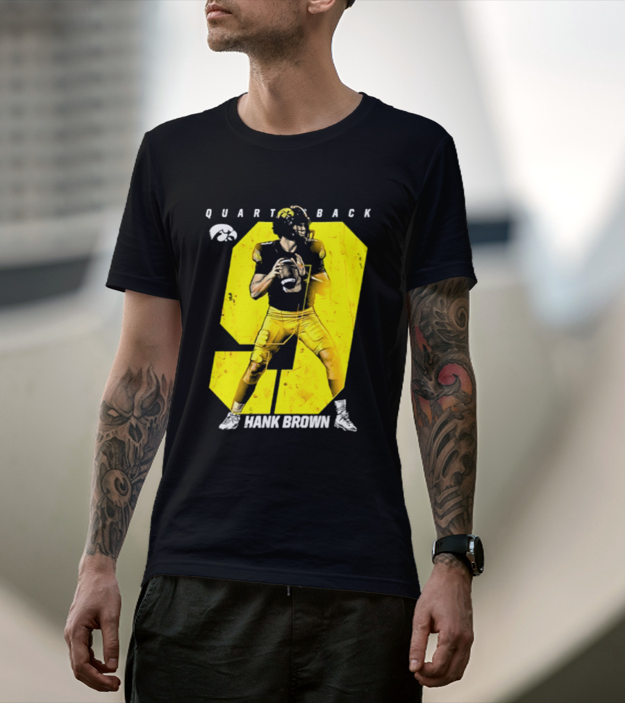 Hank Brown 9 Iowa Hawkeyes NCAA Football Quarterback Player Number T-Shirt
