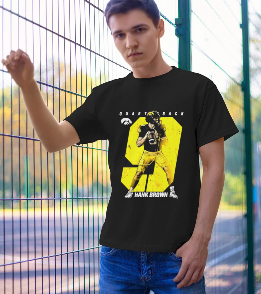 Hank Brown 9 Iowa Hawkeyes NCAA Football Quarterback Player Number T-Shirt