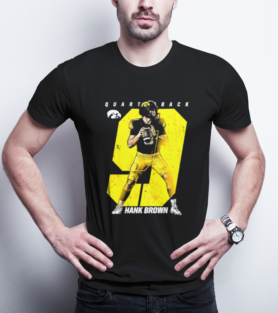 Hank Brown 9 Iowa Hawkeyes NCAA Football Quarterback Player Number T-Shirt