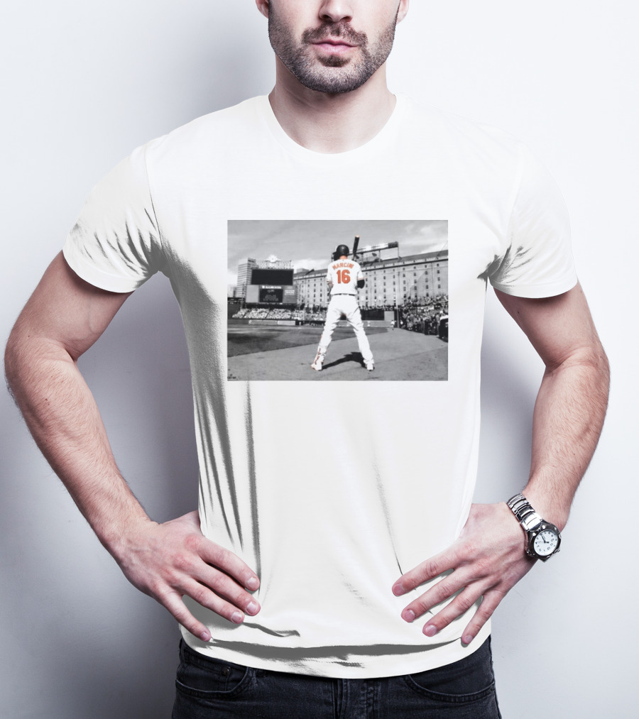 2026 Orioles Trey Mancini Retirement Number 16 Baseball Stadium Scene T-Shirt