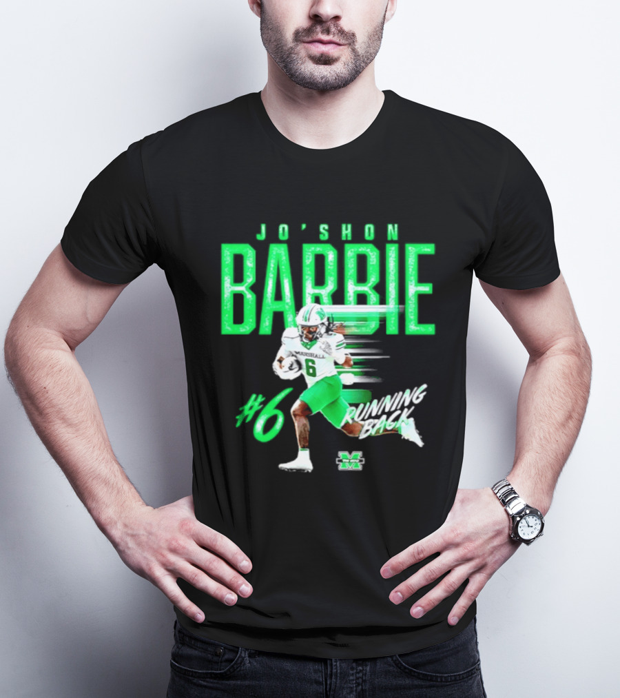 Jo'shon Barbie 6 Marshall Thundering Herd Running Back NCAA Football Player T-Shirt