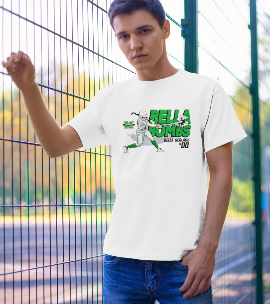 Marshall Thundering Herd Bella Bombs Bella Gerlach #00 NCAA Softball T-Shirt
