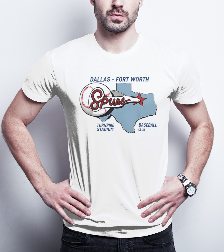 Dallas Fort Worth Spurs Turnpike Stadium Texas Map Baseball Club T-Shirt