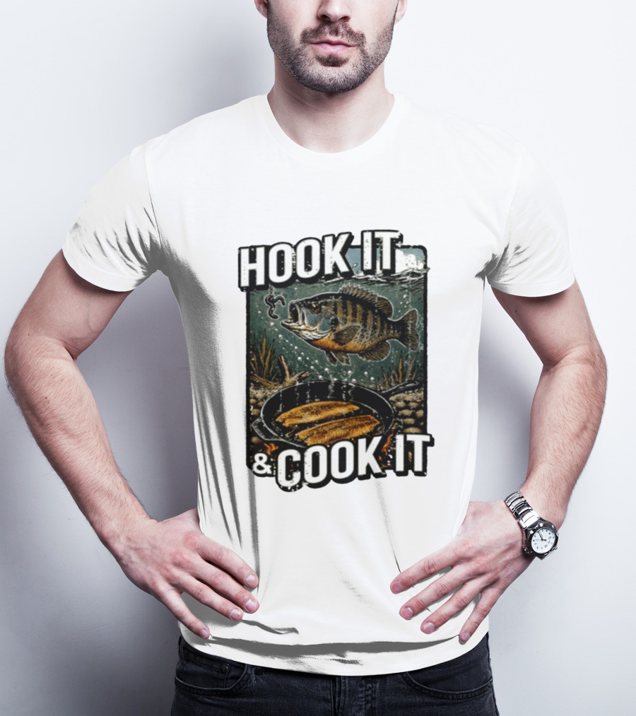 Hook It And Cook It Fishing Panfish Cast Iron Skillet T-Shirt