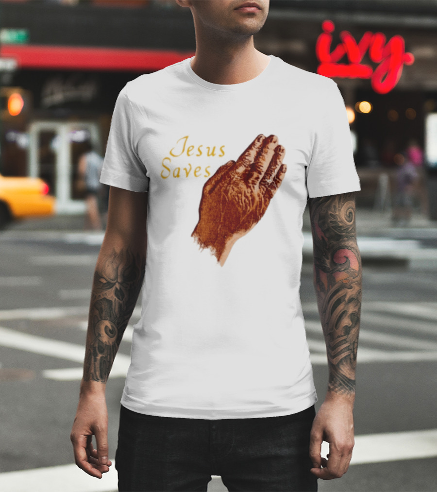 Jesus Saves Praying Hands Religious Faith Christian T-Shirt