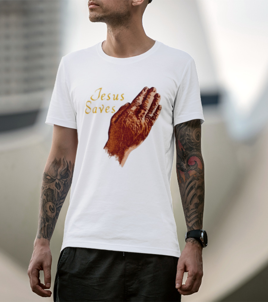 Jesus Saves Praying Hands Religious Faith Christian T-Shirt