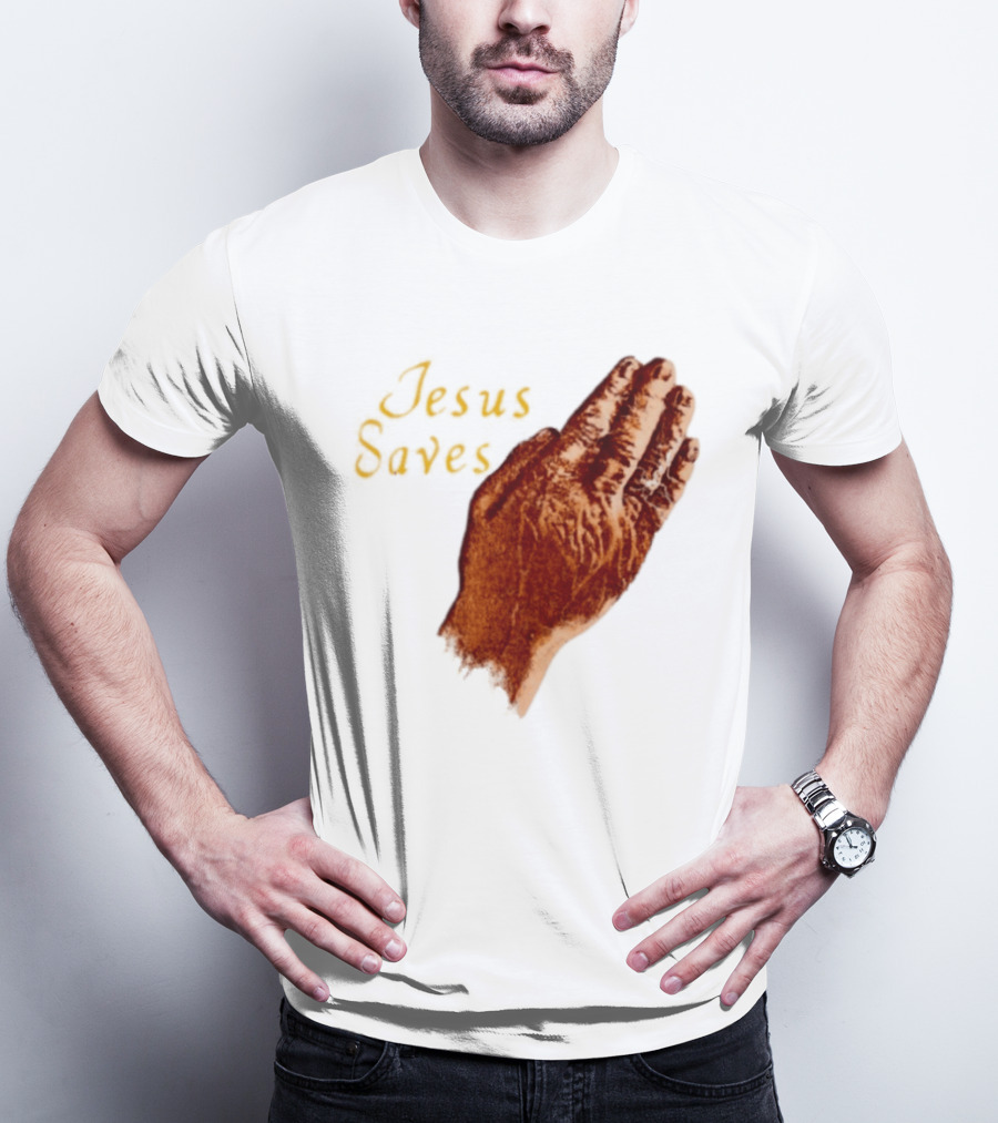 Jesus Saves Praying Hands Religious Faith Christian T-Shirt