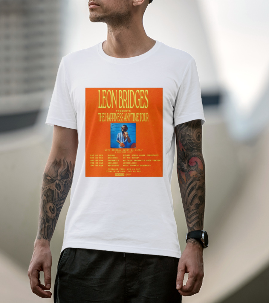 Leon Bridges Presents The Happiness Anytime Tour 2026 With Special Guests Australia Dates T-Shirt