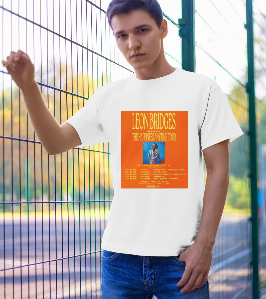 Leon Bridges Presents The Happiness Anytime Tour 2026 With Special Guests Australia Dates T-Shirt