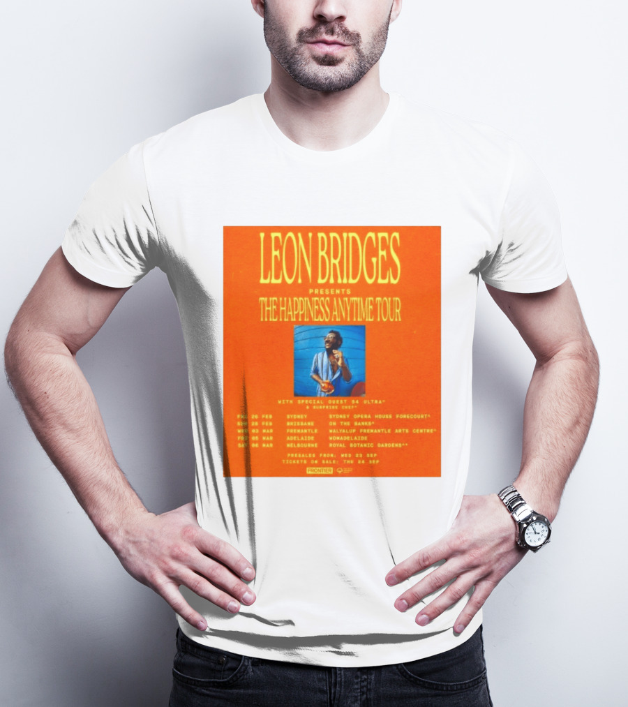 Leon Bridges Presents The Happiness Anytime Tour 2026 With Special Guests Australia Dates T-Shirt