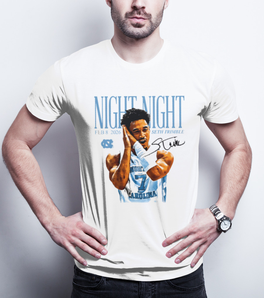 Seth Trimble North Carolina Tar Heels Night Night Feb 8 2026 T-Shirt