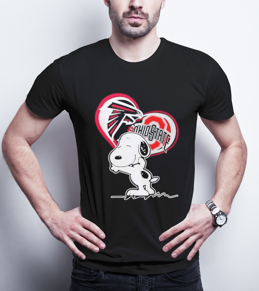 Atlanta Falcons Ohio State Buckeyes Snoopy Peanuts Heart T-Shirt