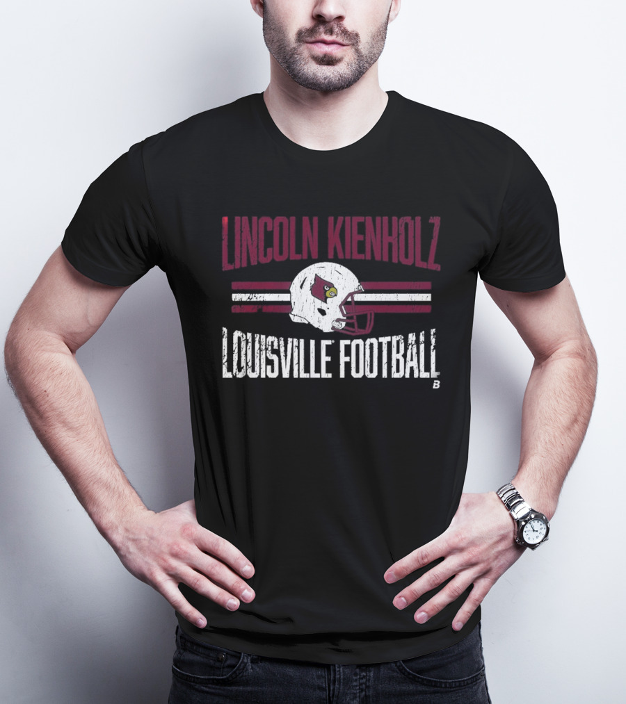 Lincoln Kienholz Louisville Football Cardinal Helmet Hero T-Shirt