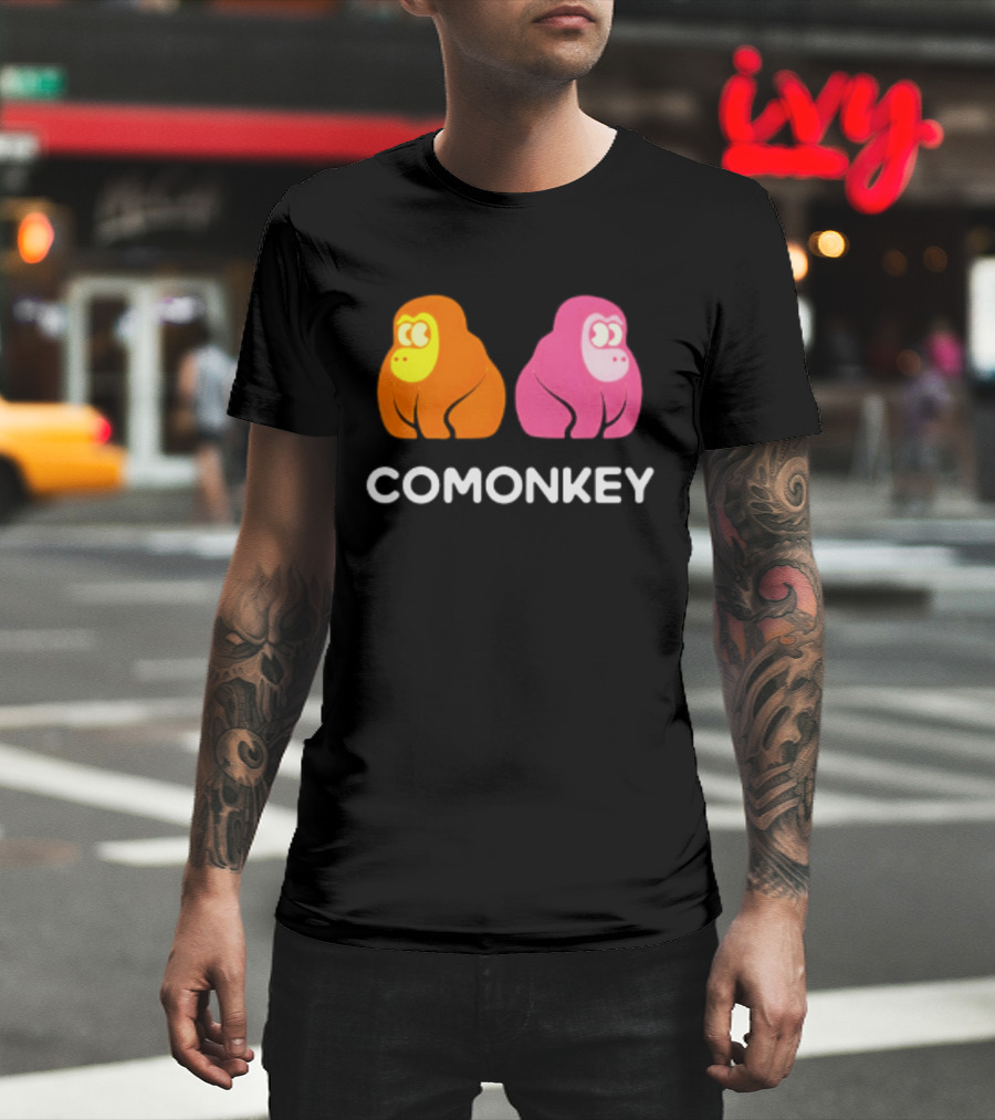 Comonkey Orange Pink Gorilla Ape Minimalist T-Shirt