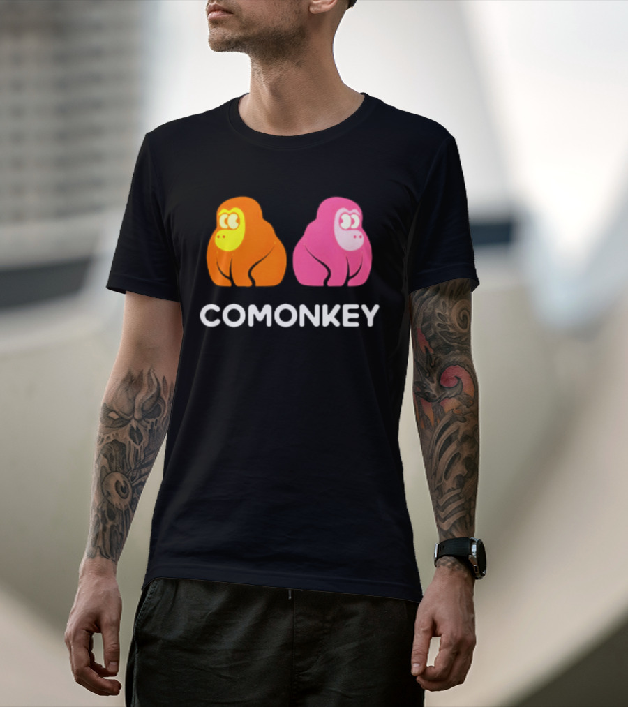 Comonkey Orange Pink Gorilla Ape Minimalist T-Shirt