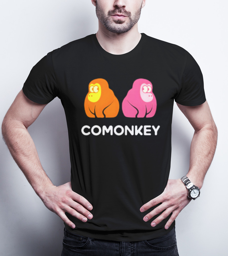 Comonkey Orange Pink Gorilla Ape Minimalist T-Shirt