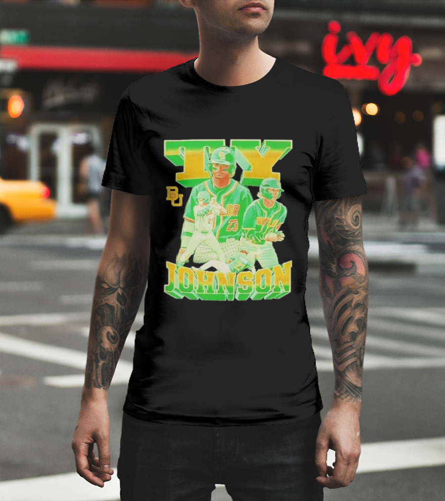 Ty Johnson Baylor Bears 23 NCAA Baseball BU T-Shirt