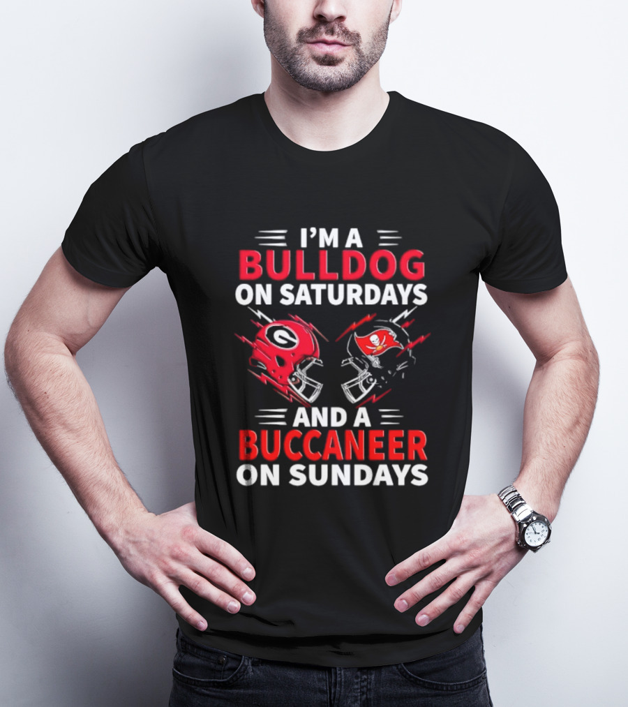 Georgia Bulldogs Saturday Tampa Bay Buccaneers Sunday Football Helmets T-Shirt