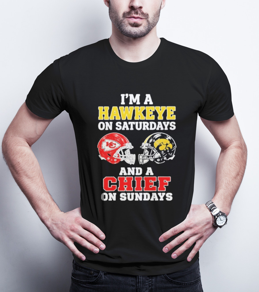 I'm A Hawkeye On Saturdays And A Chief On Sundays Helmet Head To Head T-Shirt