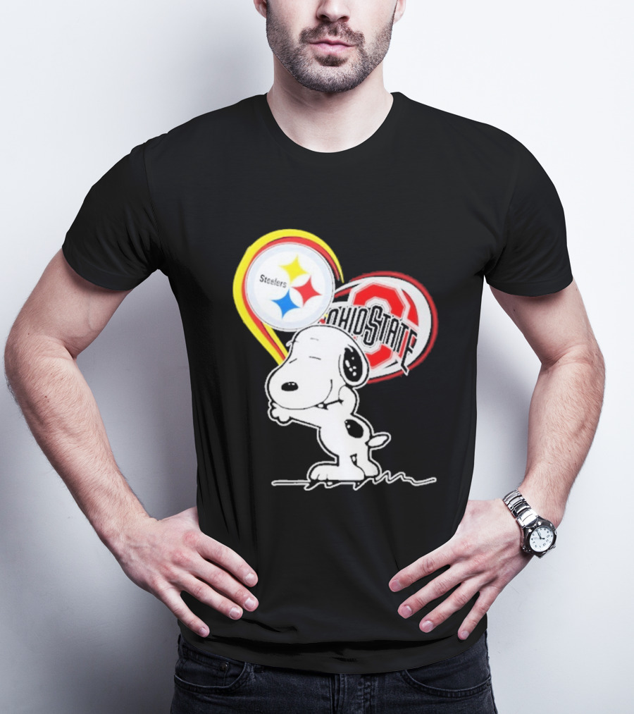 Pittsburgh Steelers Ohio State Buckeyes Snoopy Peanuts Heart T-Shirt