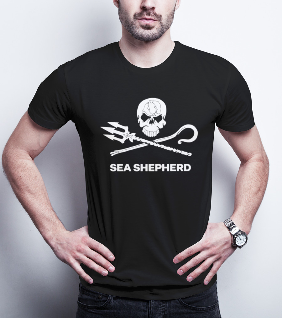 Sea Shepherd Jolly Roger Skull And Crossbones Trucker Hat T-Shirt